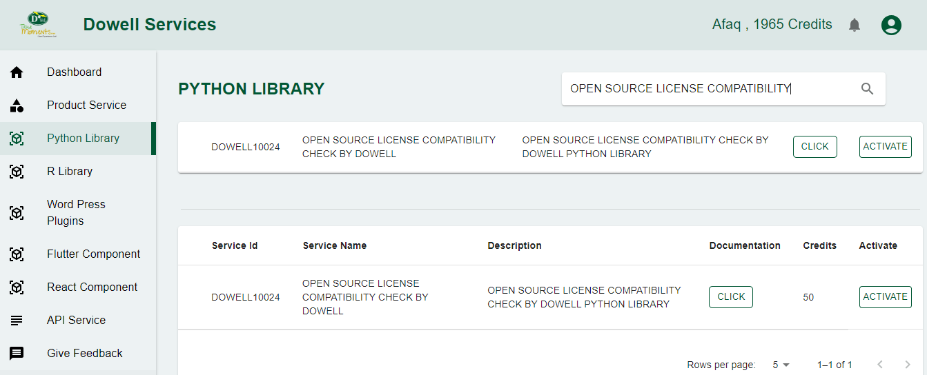 Dowell Open Source License Compatibility Library