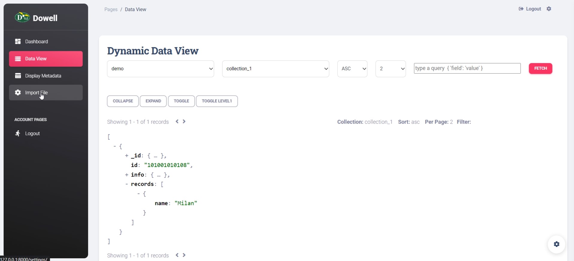 Dowell Data Cube API - Dowellstore Domains
